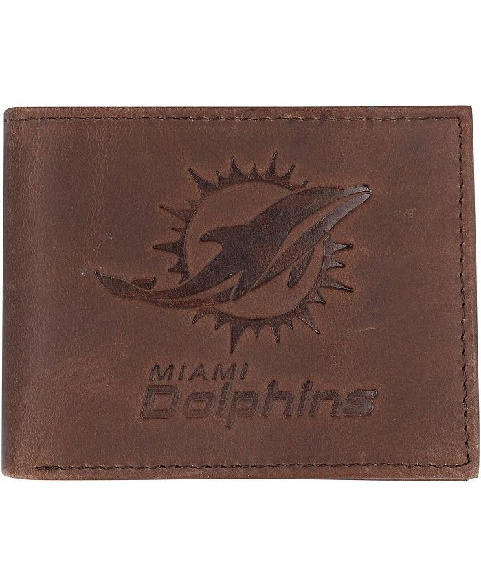 Evergreen Enterprises Men's Brown Miami Dolphins Bifold Leather Wallet ...