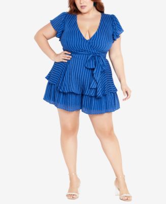 CITY CHIC Women's First Date Frilled Romper - Macy's