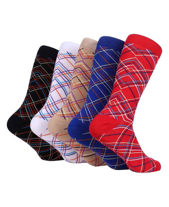 Mio Marino Men's Criss Cross Streak Crew Socks 5 Pack - Macy's