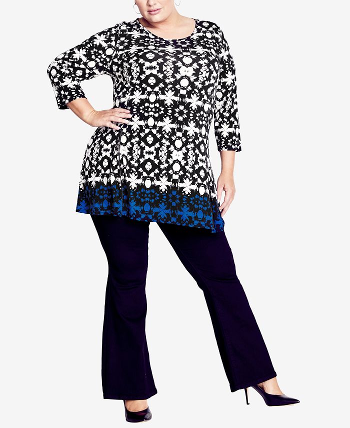 Avenue Plus Size Primrose Border Tunic Top - Macy's