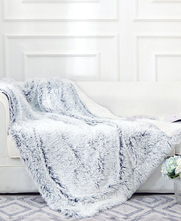 Cheer Collection Soft and Fuzzy Reversible Shaggy Throw, 60" x 70" - Macy's