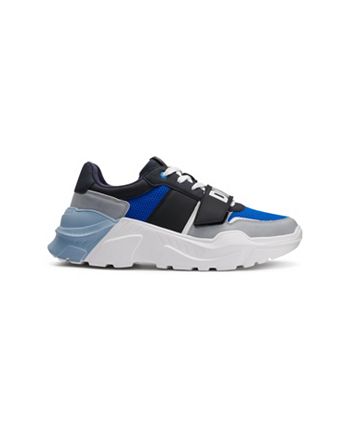 DKNY Men's Mixed Media Runner with Front Logo Strap Sneakers - Macy's