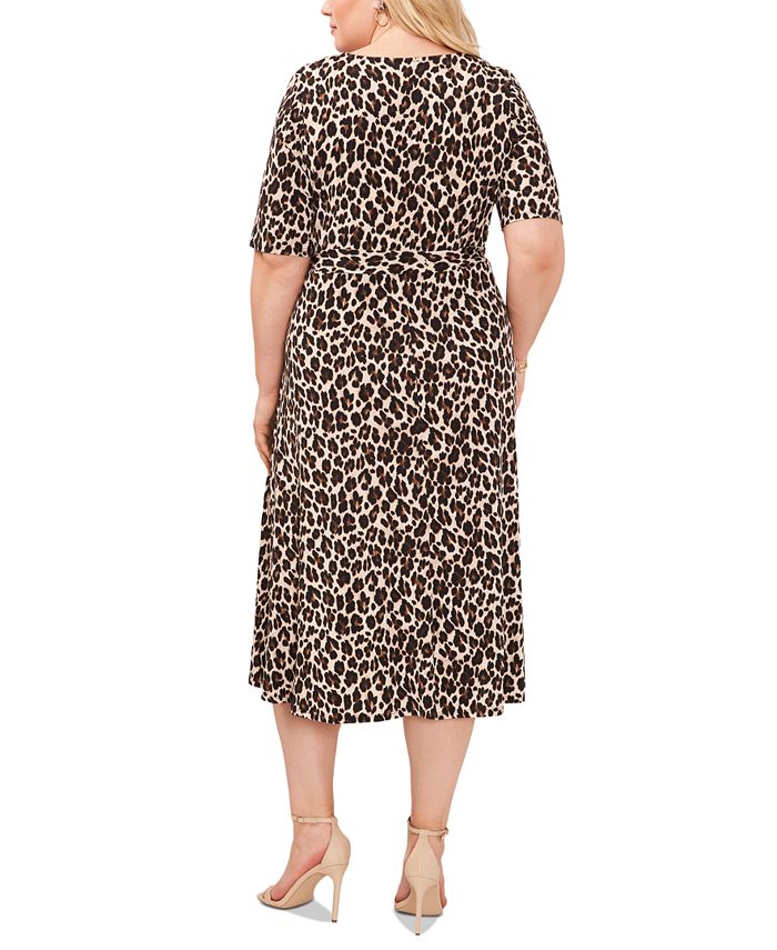 MSK Plus Size Leopard-Print Belted Midi Dress - Macy's