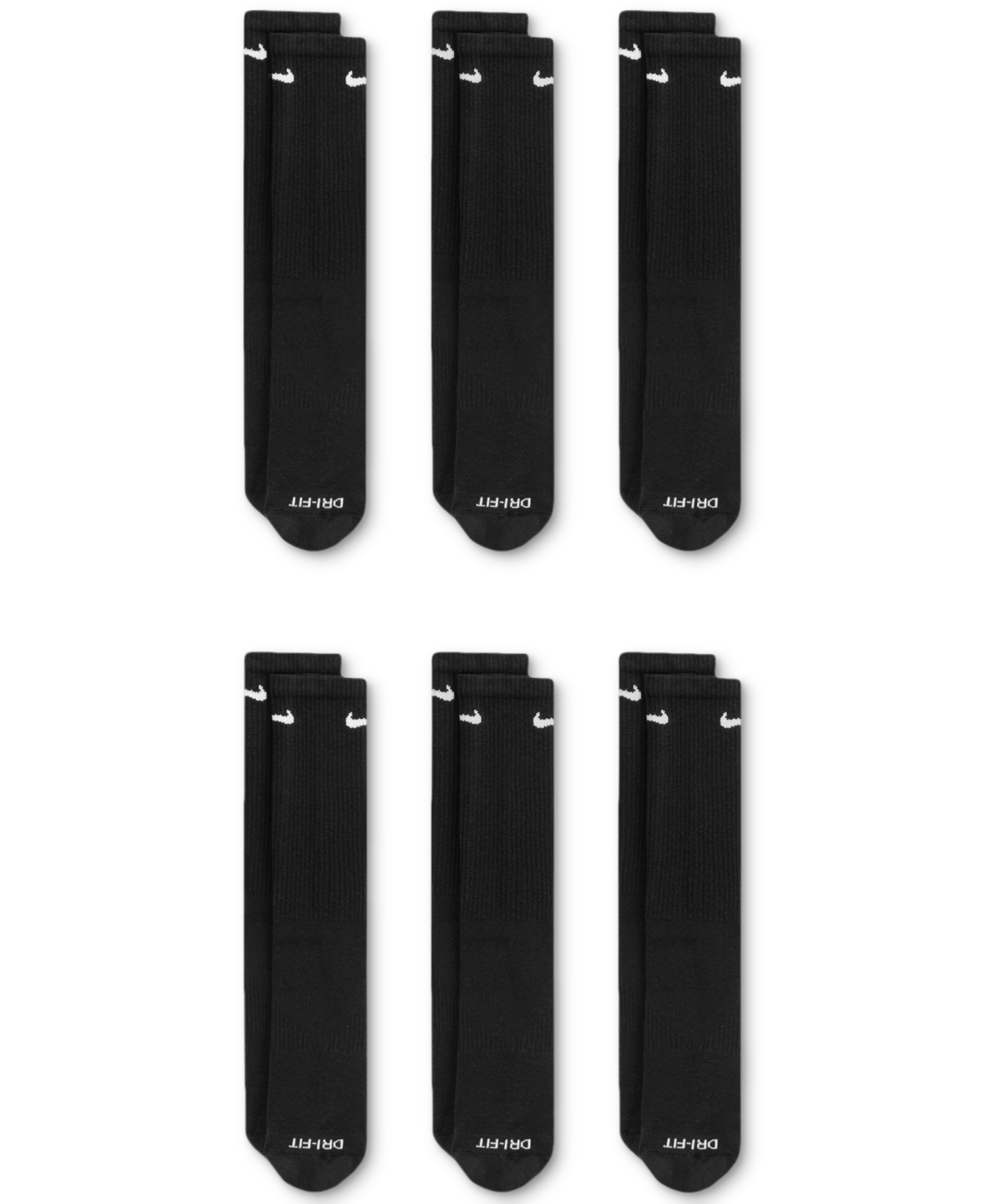 Nike Unisex Everyday Plus Cushioned Training Crew Socks (6 Pairs) - Black