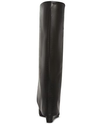 Madden Girl Evander Wide-Calf Fold-Over Cuffed Knee High Wedge Dress ...