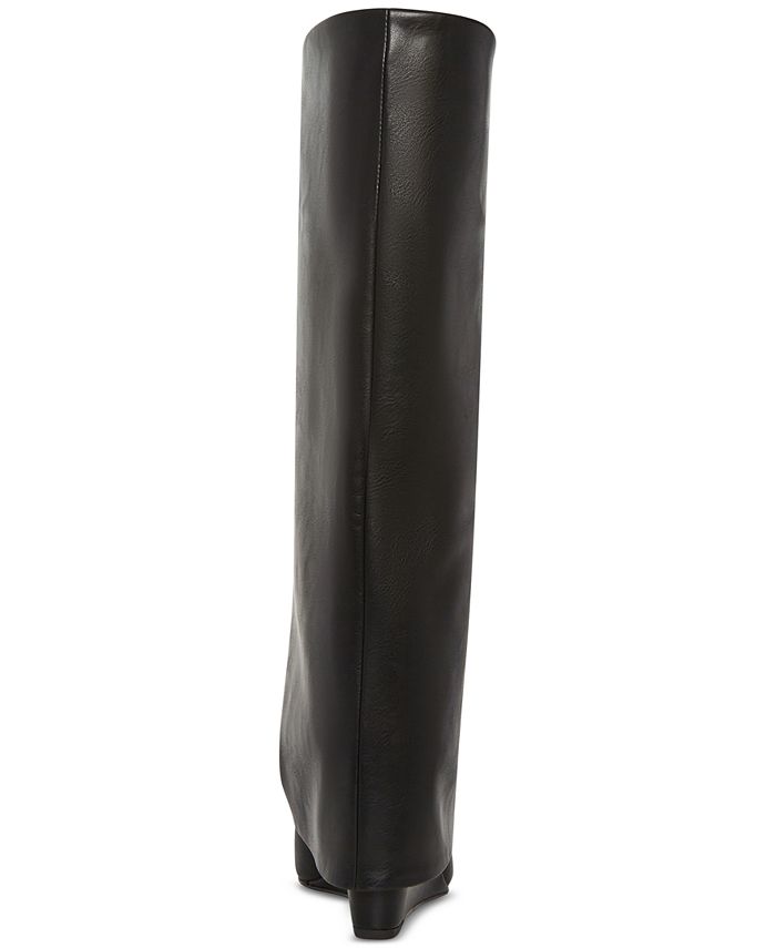 Madden Girl Evander Wide-Calf Fold-Over Cuffed Knee High Wedge Dress ...