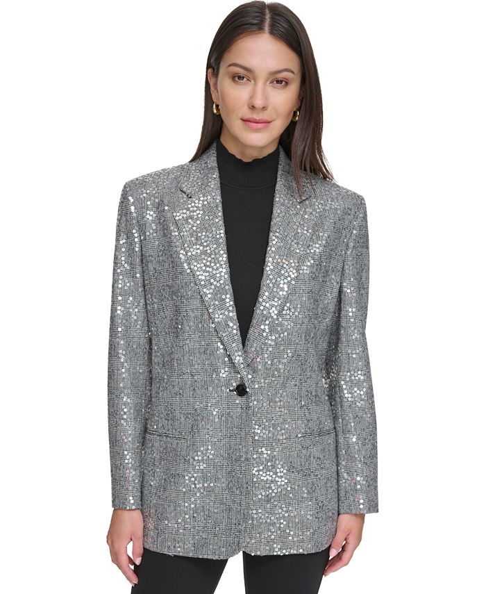 DKNY Women's Sequined Notched-Lapel Blazer - Macy's