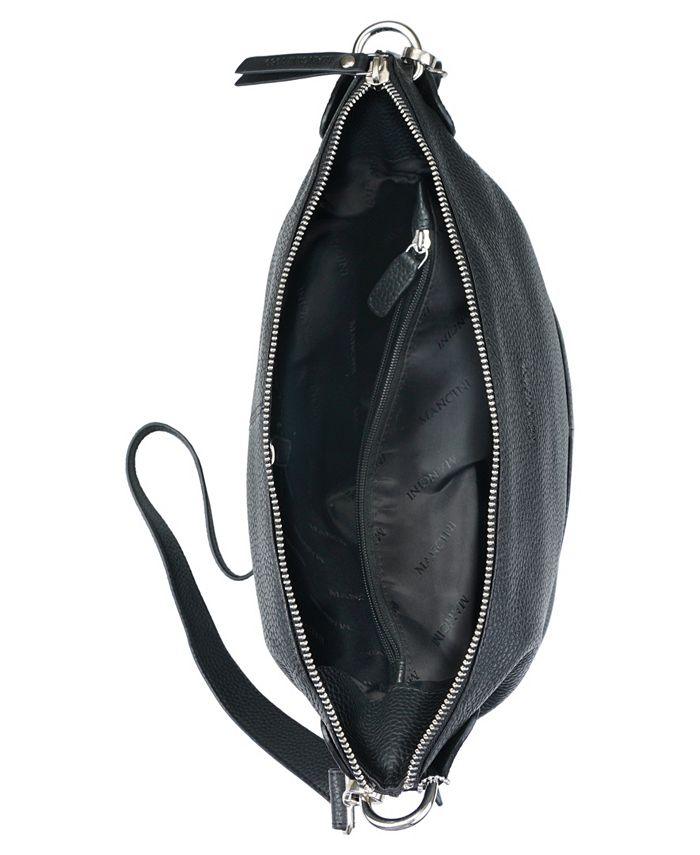 Mancini Pebbled Collection Susan Leather Crossbody Hobo Bag - Macy's