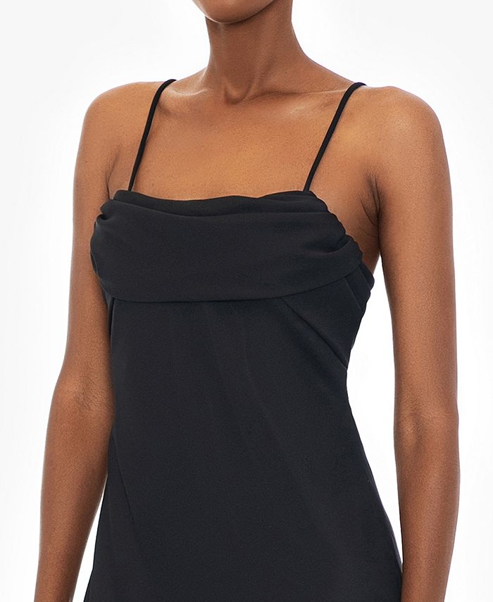 Betsy & Adam Women's Draped-Back Spaghetti-Strap Gown - Macy's