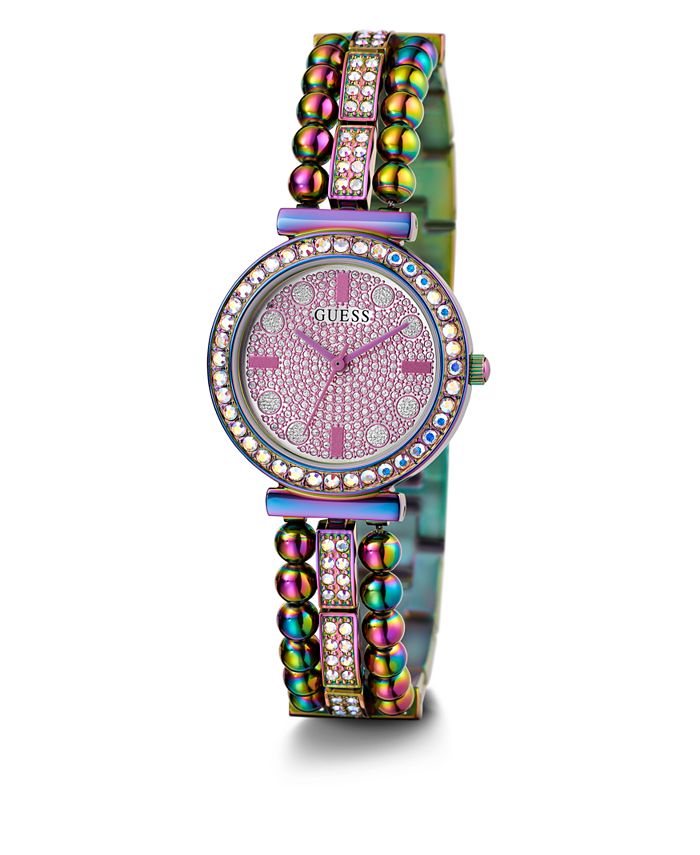 GUESS Women's Analog Iridescent Stainless Steel Watch 30mm - Macy's