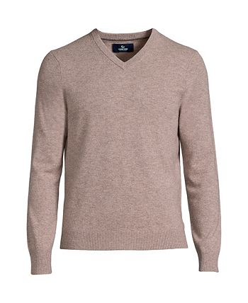Lands' End Men's Fine Gauge Cashmere V-neck Sweater - Macy's