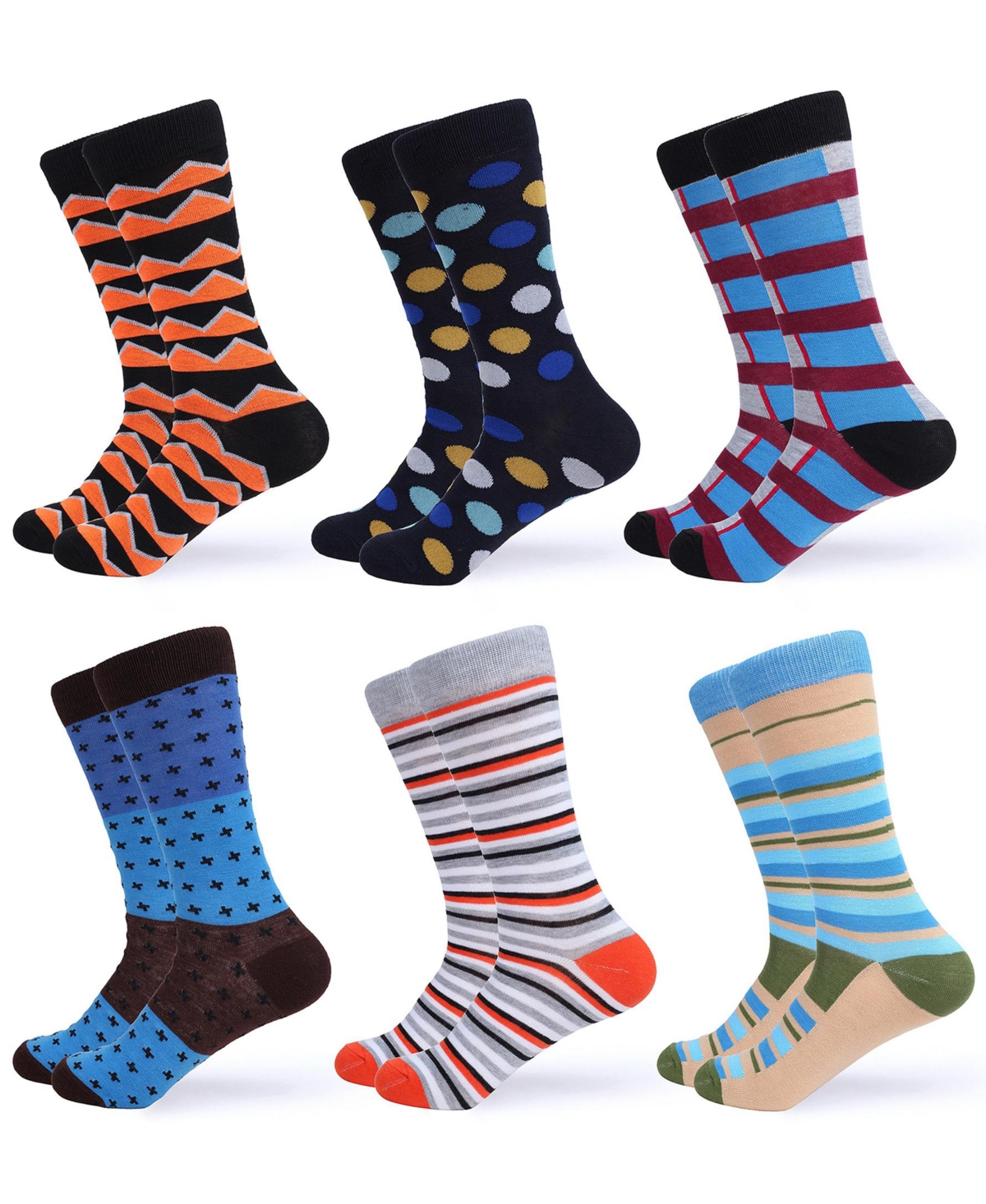 Click here for Mens Funky Colorful Dress Socks 6 Pack - Rustic co... prices