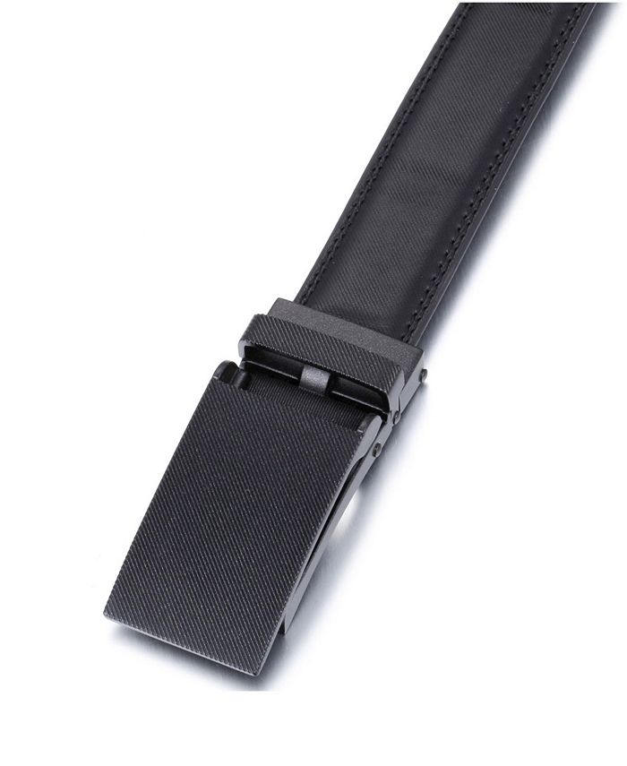 Gallery Seven Men's Slanted Etch Leather Ratchet Belt - Macy's