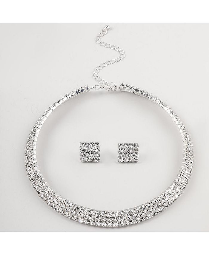 Aaliyah Rhinestone Chain Necklace And Earring Set - Macy's