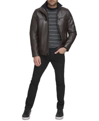 Calvin klein leather jacket macys store