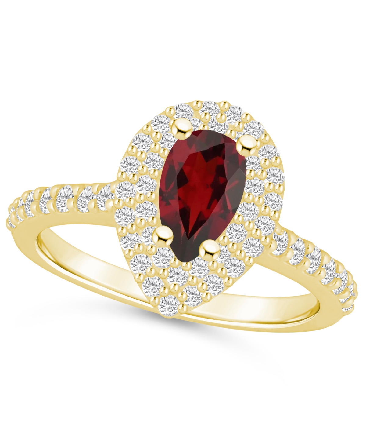 Click here for Macys Garnet and Diamond Accent Halo Ring in 14K Y... prices