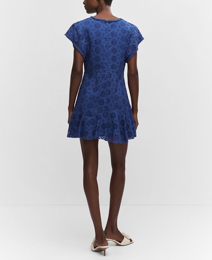 MANGO Women's Embroidered Openwork Dress - Macy's