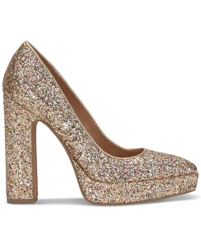 Jessica Simpson Glynis-P Block Heel Sequin Pumps - Macy's