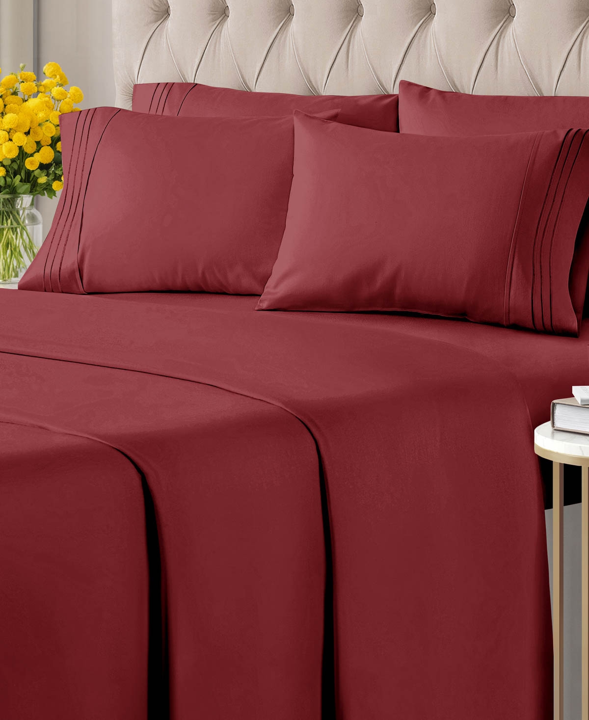 Click here for 6 Piece Microfiber Solid Sheet Set - Full - Burgun... prices