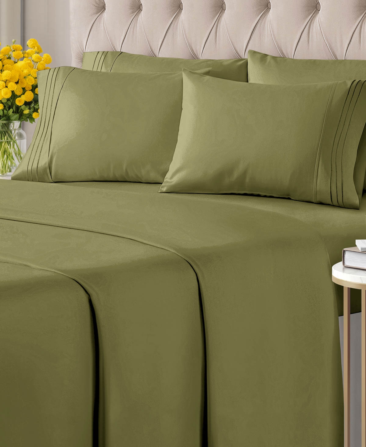 Click here for 6 Piece Microfiber Solid Sheet Set - Full - Sage g... prices