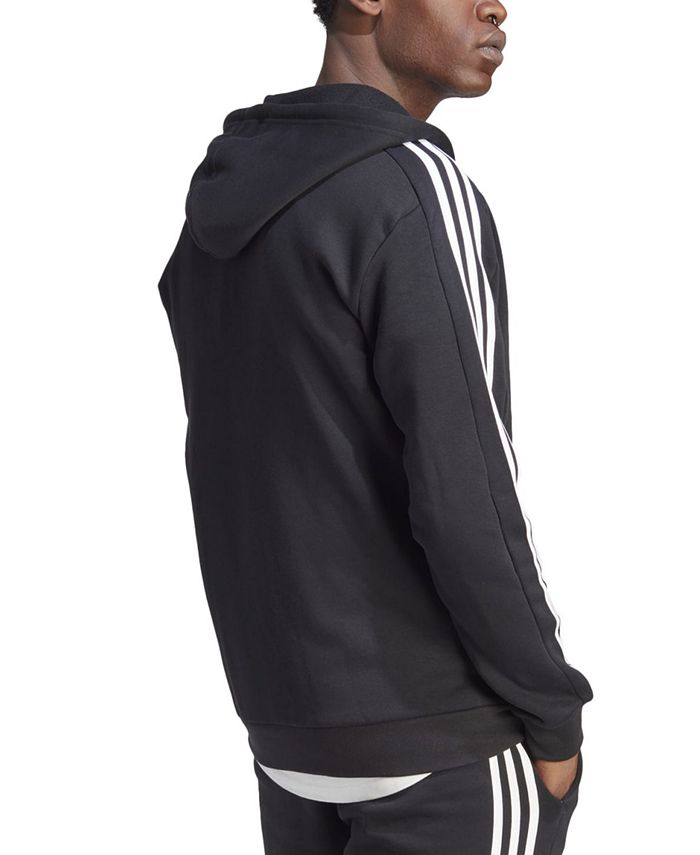 adidas Men's Essentials 3-Stripes Regular-Fit Full-Zip Fleece Hoodie ...