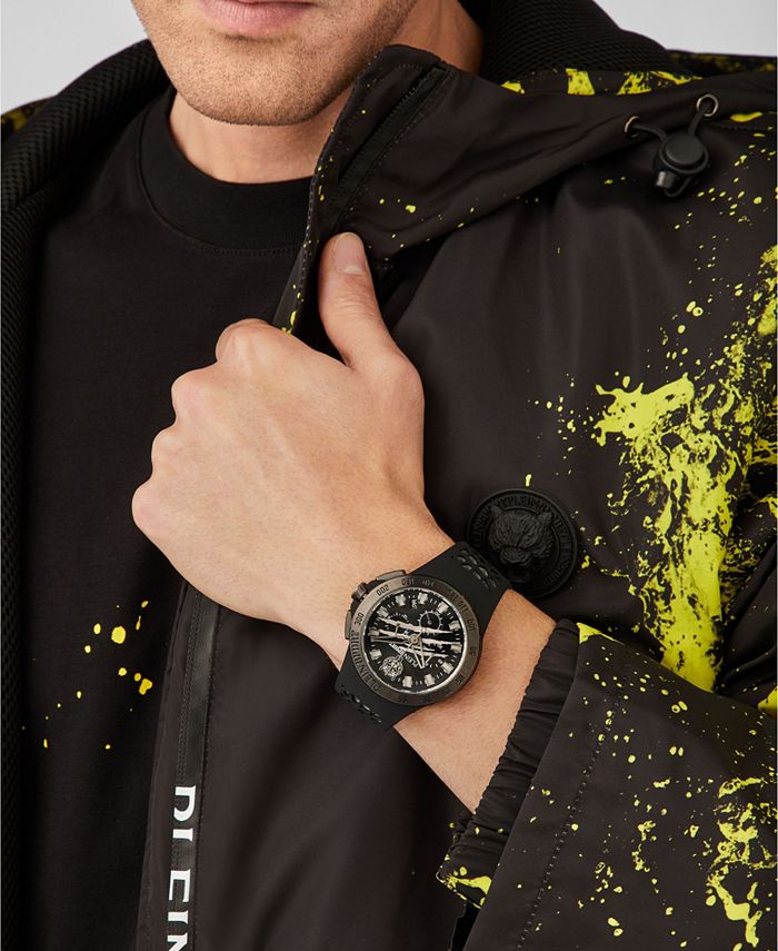 Plein Sport Men's Thunderstorm Chrono Black Silicone Strap Watch 43mm ...