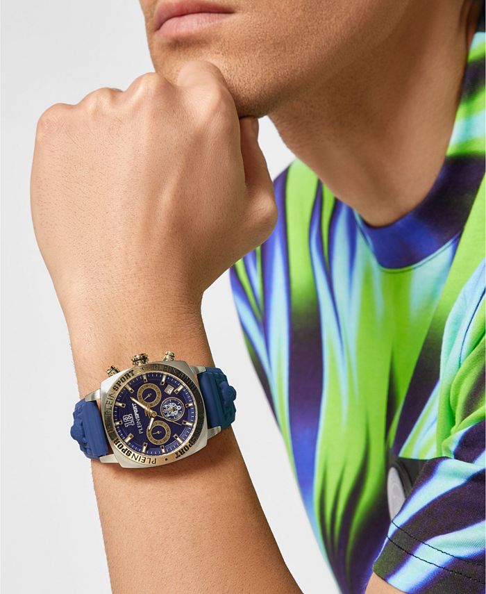Plein Sport Men's Wildcat Blue Silicone Strap Watch 40mm - Macy's