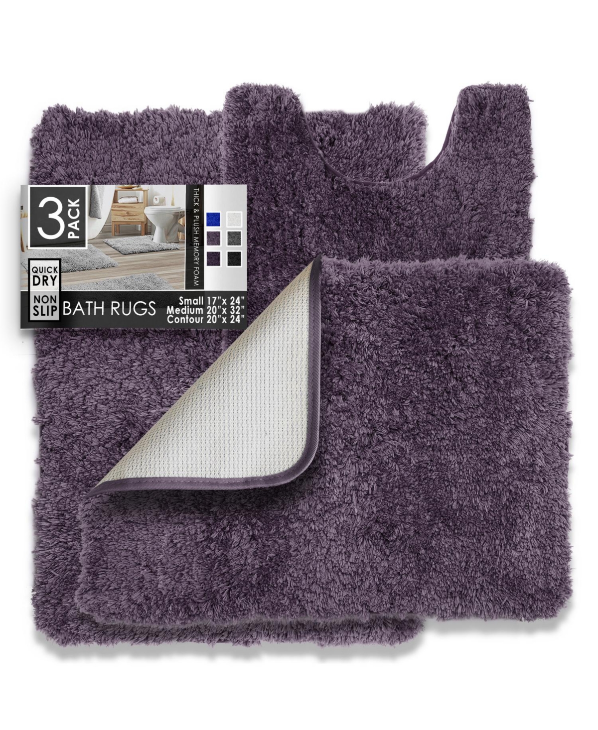 Click here for 3 Piece Ultra Soft Non Slip Shaggy Bath Rug - Smal... prices