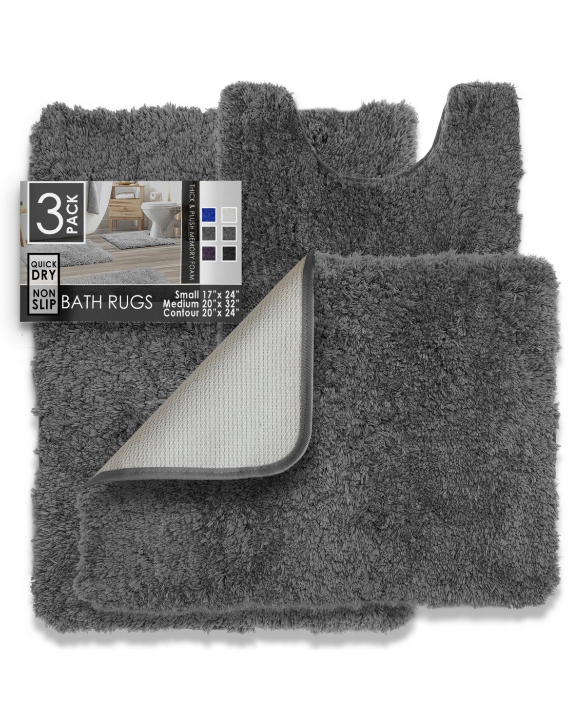 Click here for 3 Piece Ultra Soft Non Slip Shaggy Bath Rug - Smal... prices
