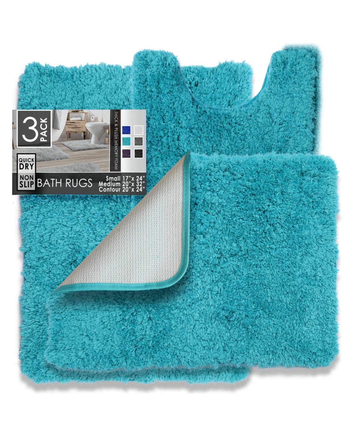 Click here for 3 Piece Ultra Soft Non Slip Shaggy Bath Rug - Smal... prices