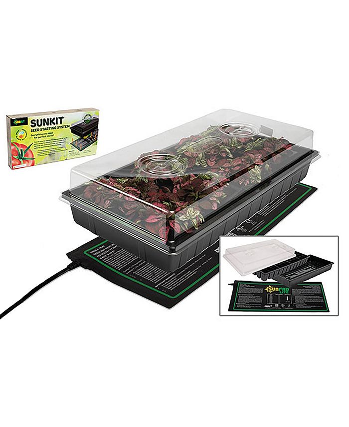 SunKit Complete Seed Starting System Tray with Dome and Heat Mat, 11 ...