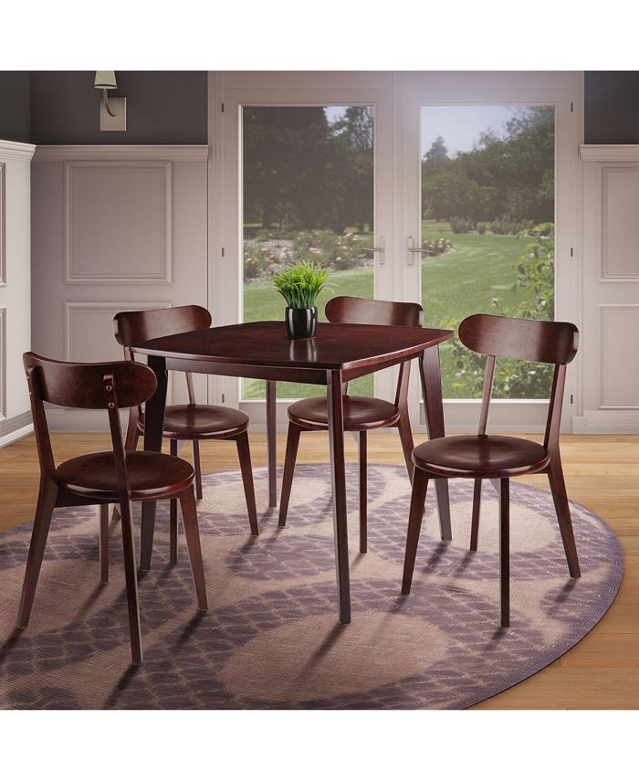 Offex Transitional Pauline 5-Pc Dining Table with H-Leg Chairs, Walnut ...