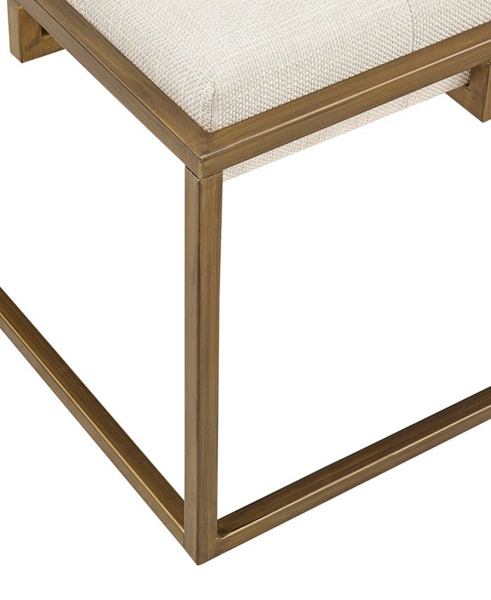 Madison Park Greenwich 35" Square Upholstered Metal Base Ottoman ...