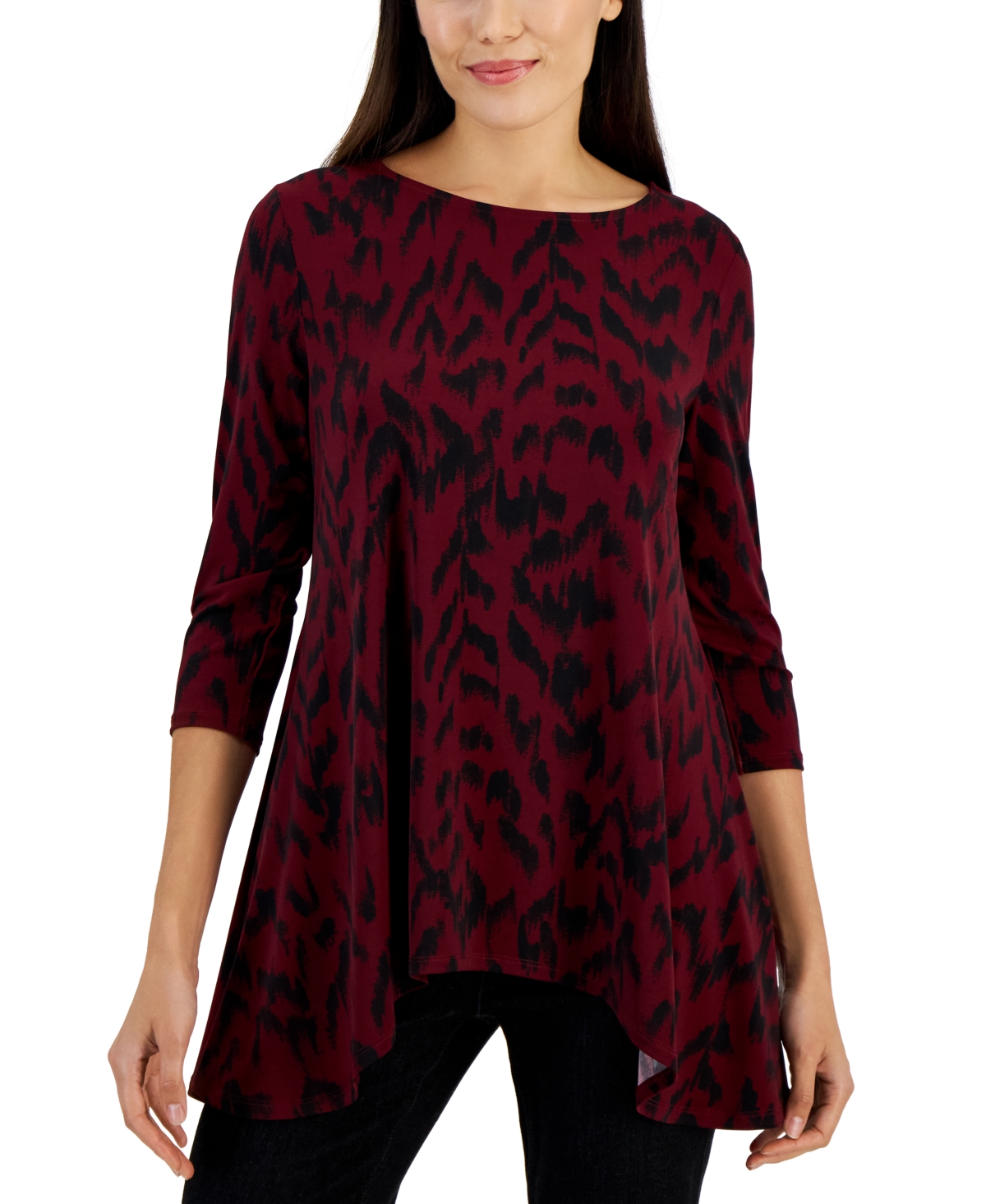 Click here for Jm Collection Petite Printed 3/4-Sleeve Long Top... prices
