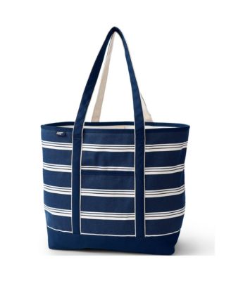 Lands' End Extra Large Print 5 Pocket Open Top Long Handle Canvas Tote ...