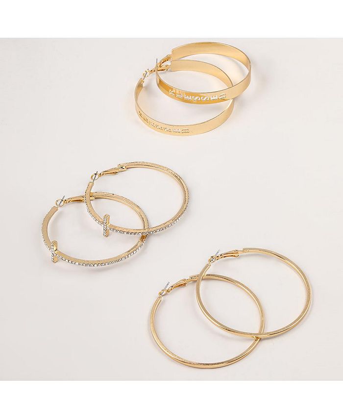 Aaliyah Trio Cross Hoop Earring Set - Macy's