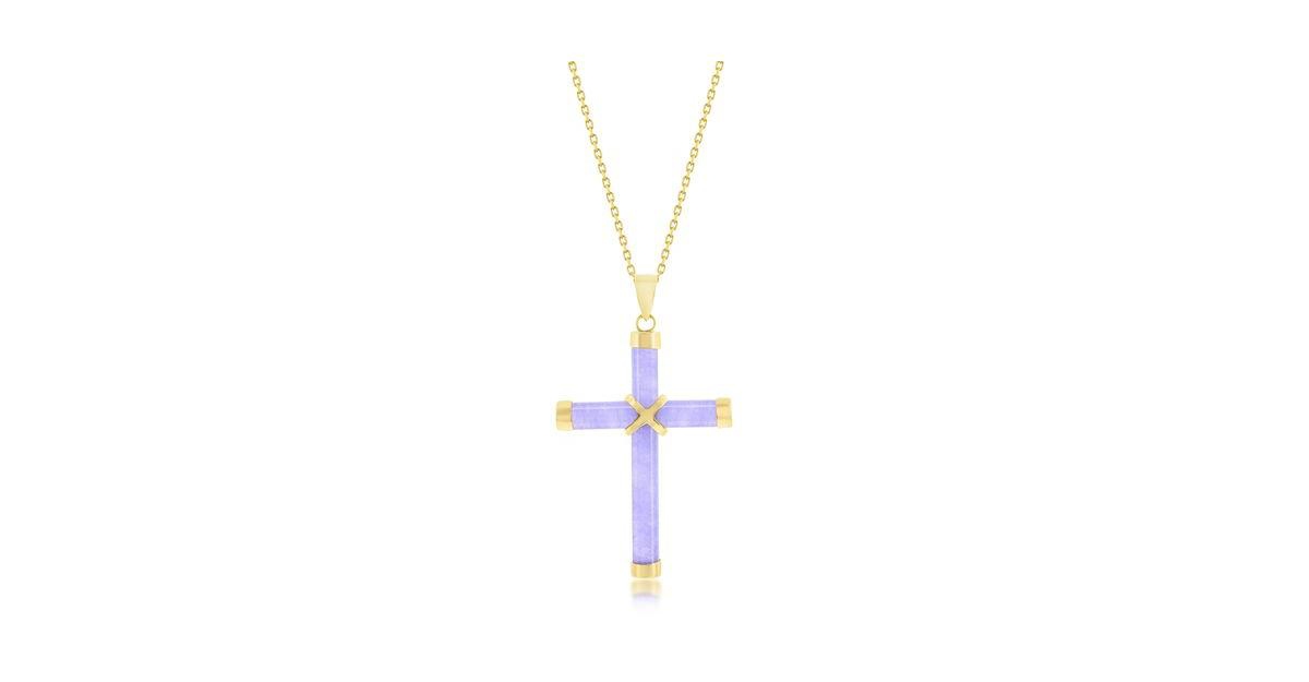 Click here for Simona 14K Yellow Gold  Lavender Jade Cross Pendan... prices