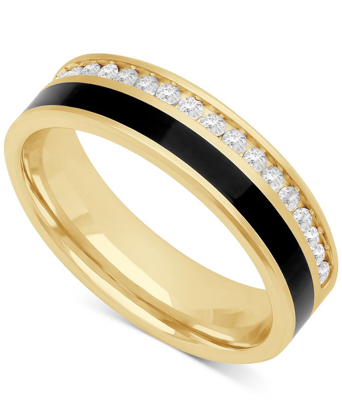 Macy's Men's Lab-Created White Sapphire (3/4 ct. t.w.) & Ceramic Stripe ...