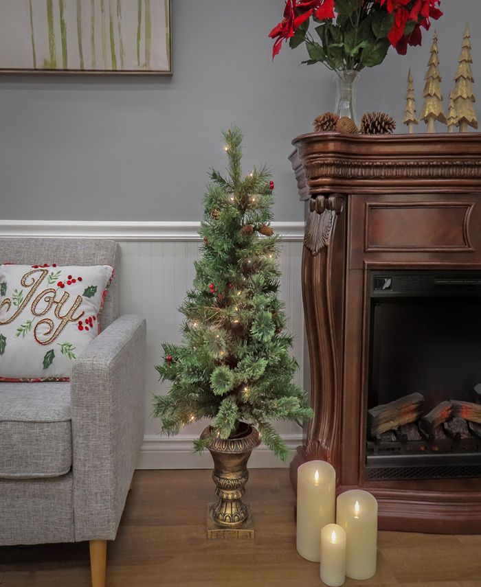 National Tree Company 4' Glistening Pine Entrance Tree with Clear ...