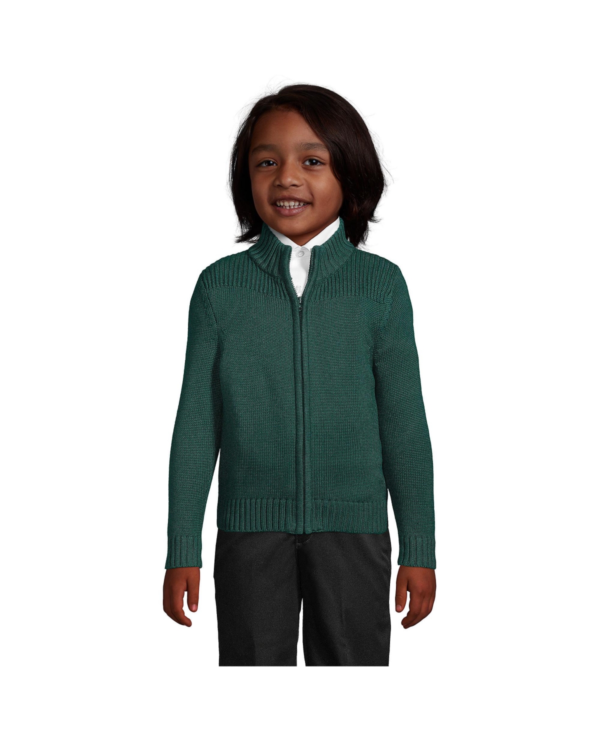 Click here for Lands End Boys School Uniform Cotton Modal Zip Fro... prices
