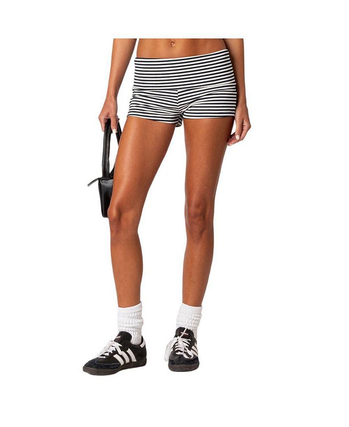 Edikted Women's Striped Fold Over Shorts - Macy's
