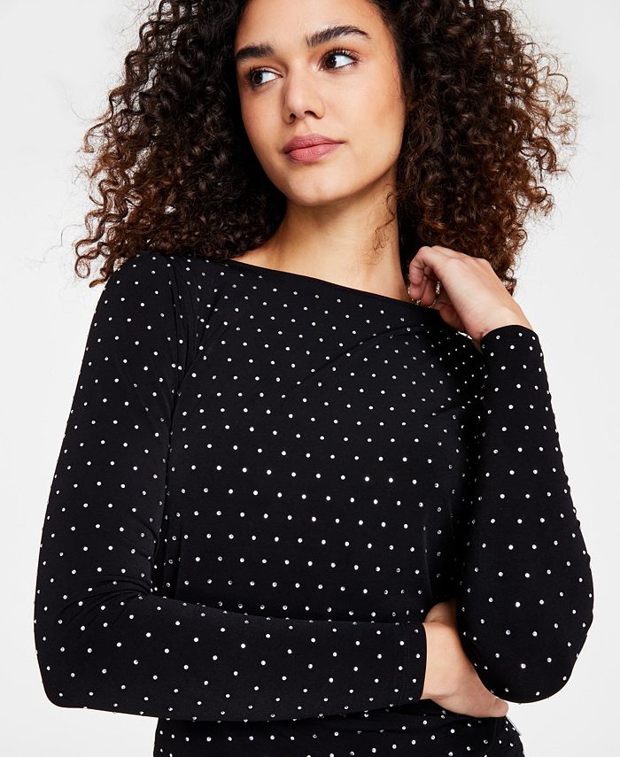 Michael Kors Women's Cowl-Back Rhinestone Top - Macy's