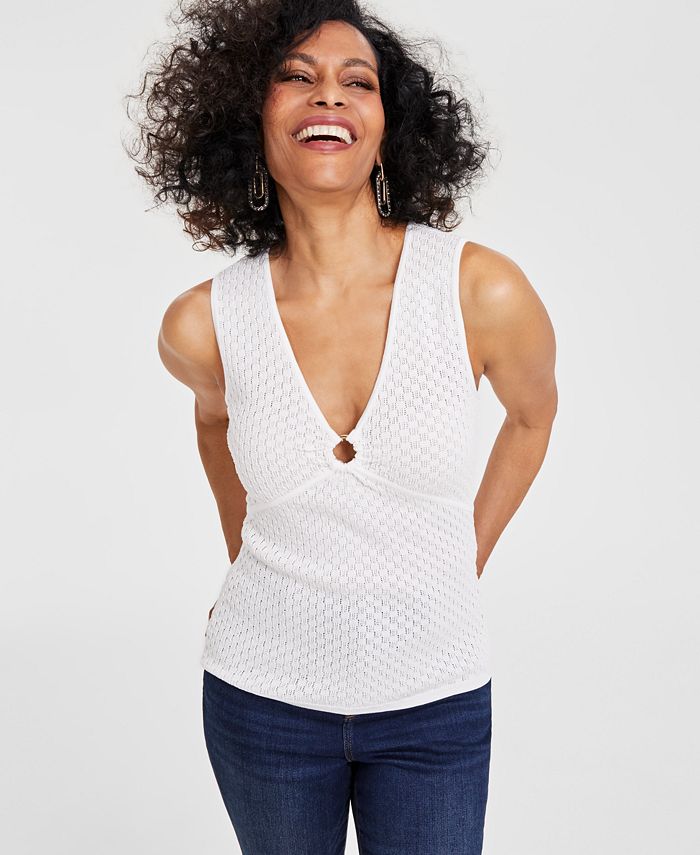 I.N.C. International Concepts Women's Crochet O-Ring Tank Top, Created ...