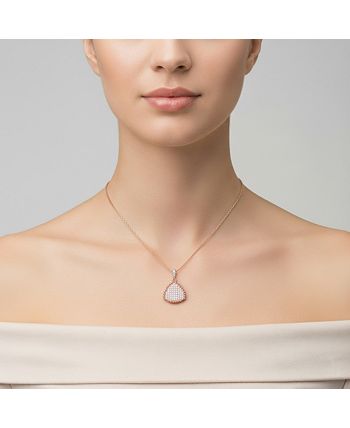Genevive Sterling Silver Cubic Zirconia Triangle Shaped Pendant - Macy's