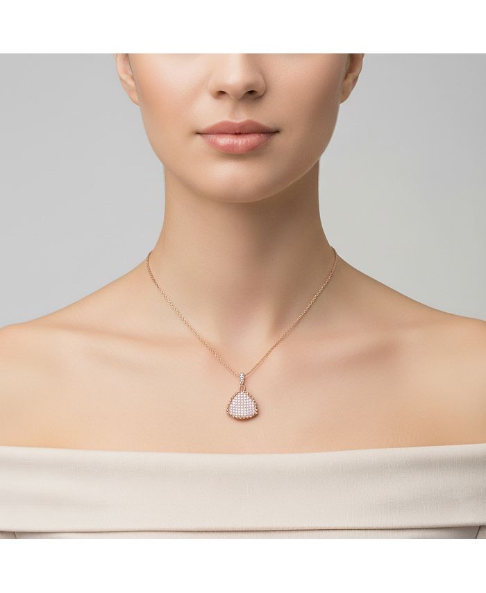 Genevive Sterling Silver Cubic Zirconia Triangle Shaped Pendant - Macy's