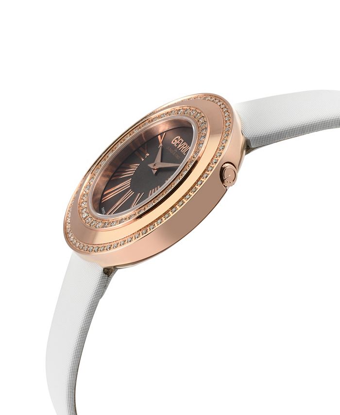 Gevril Women's Gandria White Leather Watch 36mm - Macy's