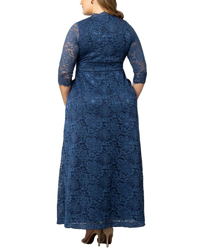 Kiyonna Womens Plus Size Maria Lace Evening Gown Macys