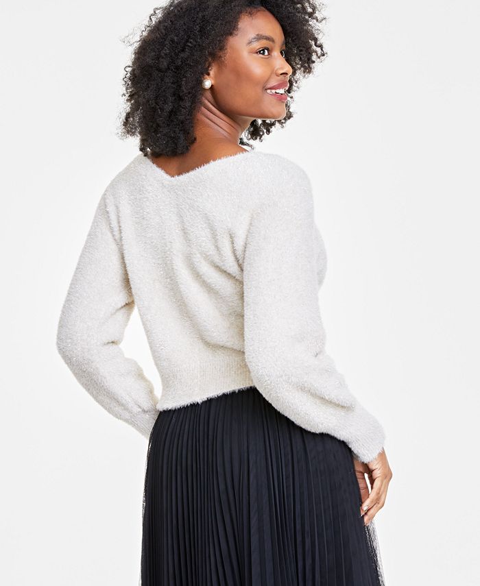 On 34th Women's Metallic Plush-Knit Cardigan, Created for Macy's - Macy's
