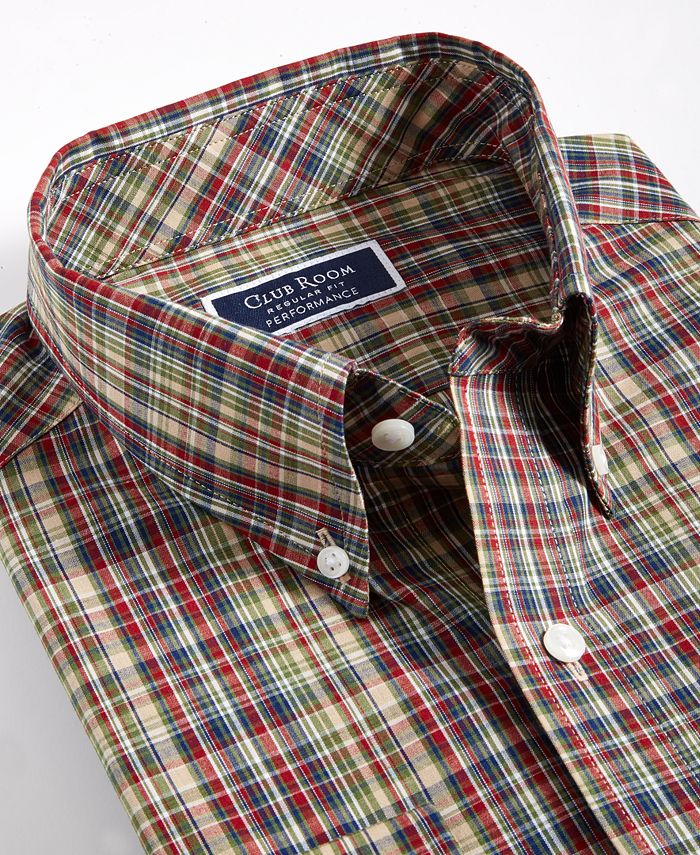 Club Room Men's Regular Fit Peter Plaid Dress Shirt, Created for Macy's ...
