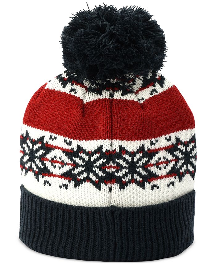 Tommy Hilfiger Men's Snowflake Fair Isle Pom Pom Beanie - Macy's